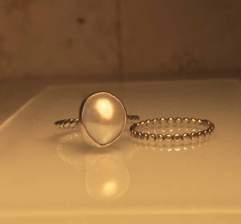 Pearl Ring/handmade Upcycled Pearl and Sterling Silver Ring - Etsy