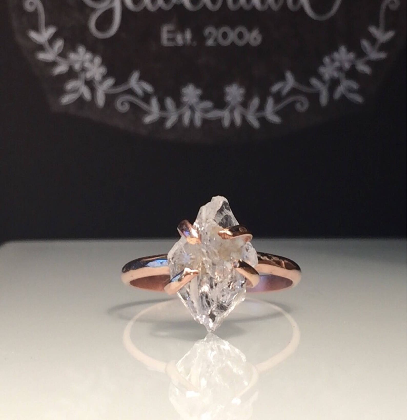 Raw Rose Gold Herkimer Diamond Ring/gorgeous Rough Uncut - Etsy