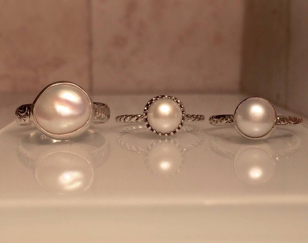 Pearl Ring/Natural Pearl Ring/Modern Pearl Ring/White Pearl | Etsy