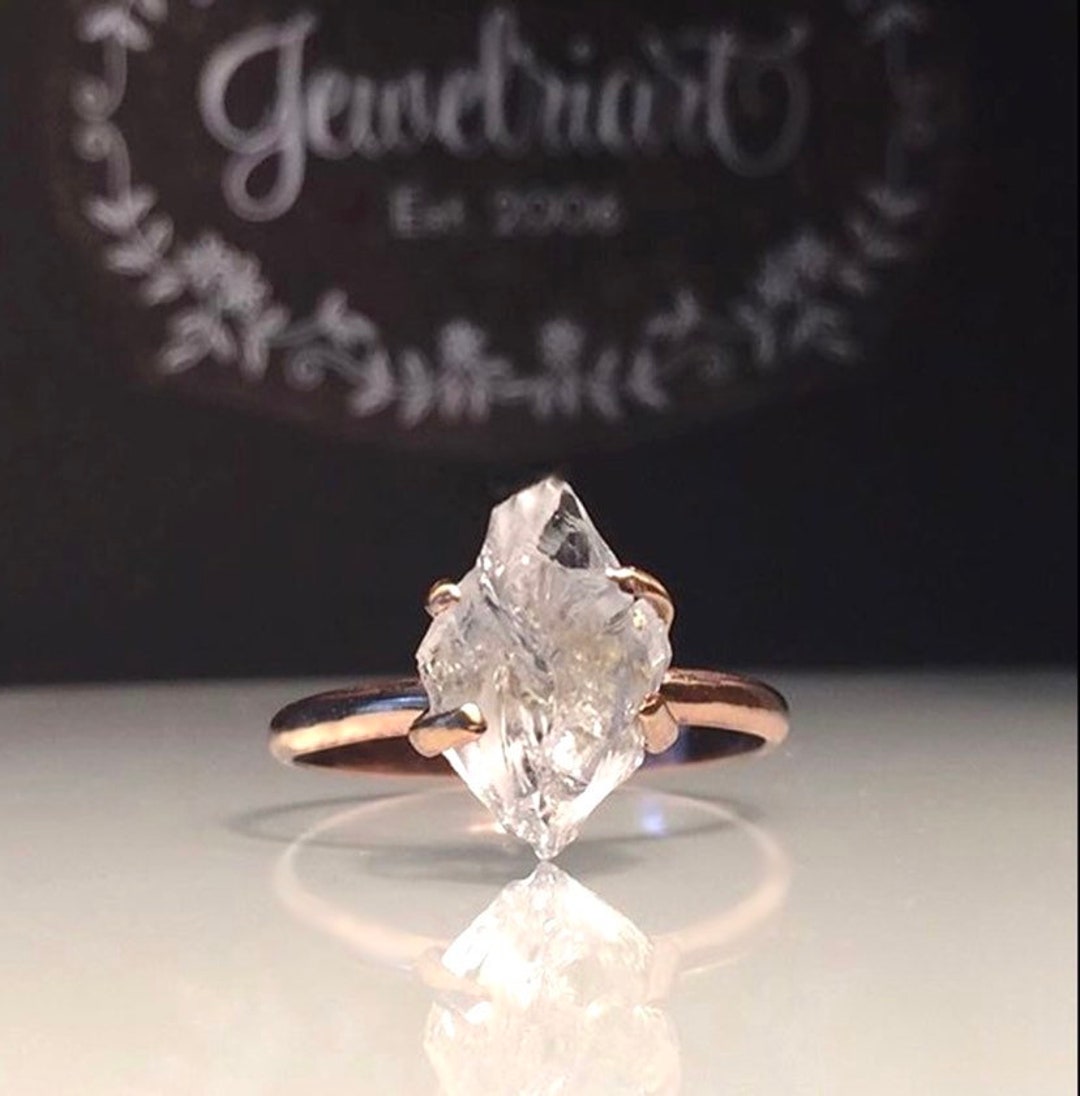 Raw Rose Gold Herkimer Diamond Ring/gorgeous Rough Uncut Herkimer ...