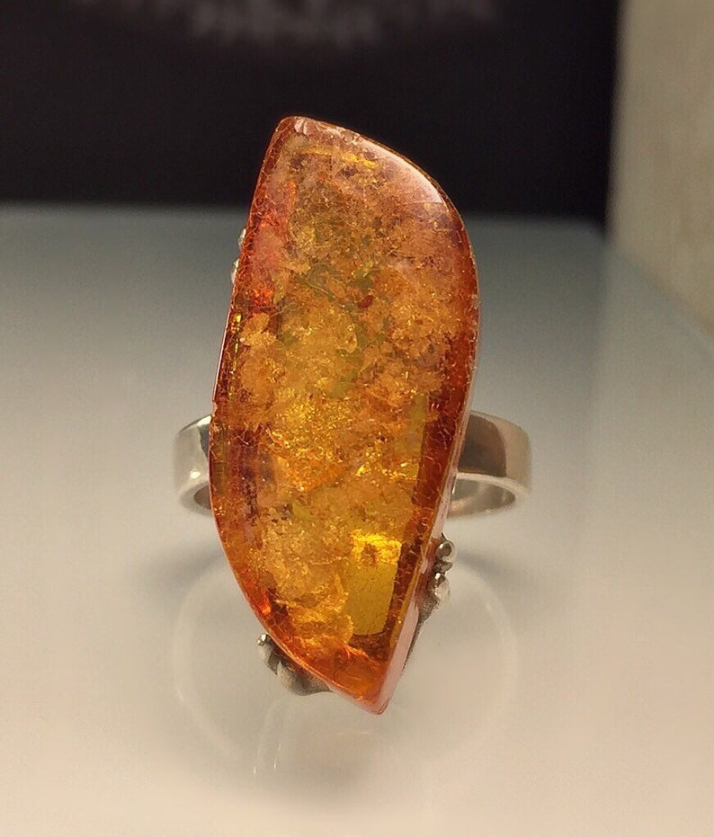 Amber Ring/natural Amber Ring/raw Amber Ring/unique Amber - Etsy