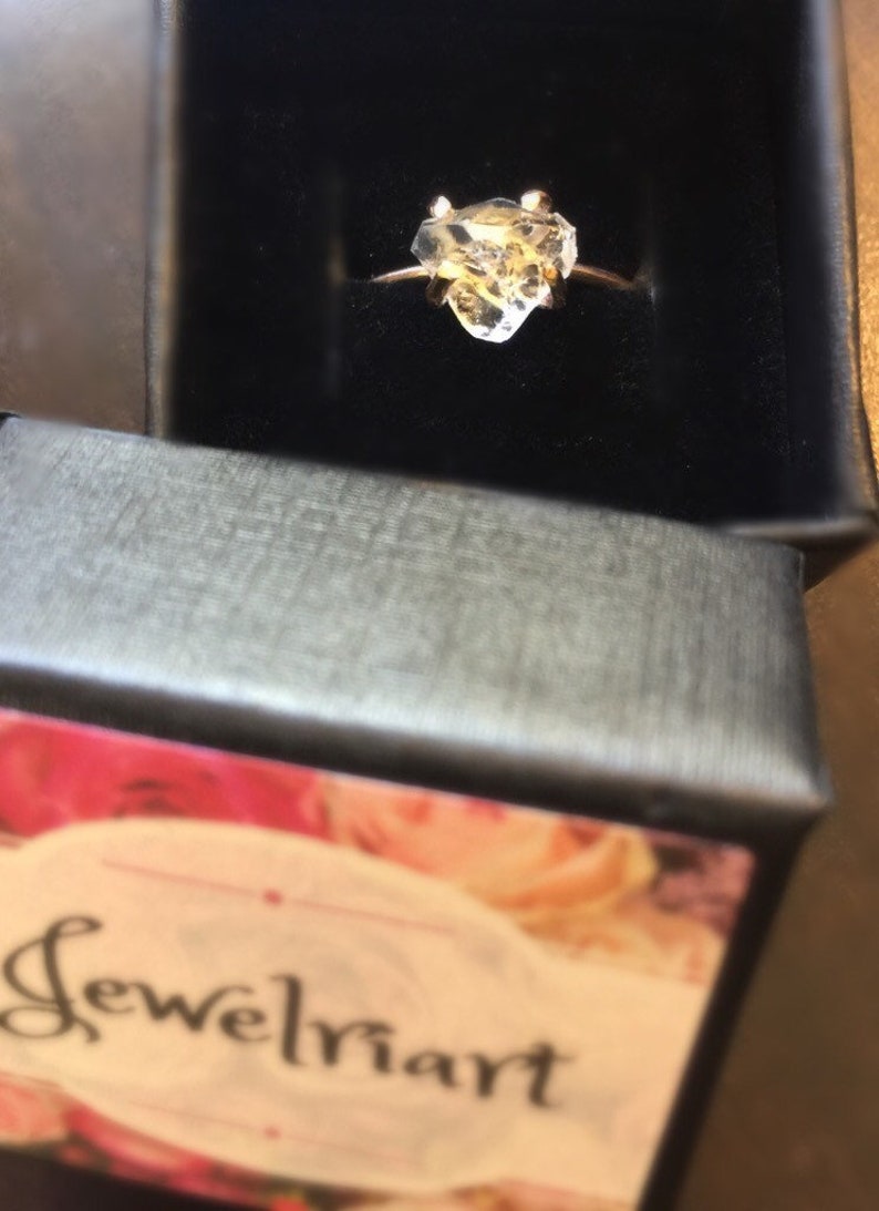Raw Rose Gold Herkimer Diamond Ring/gorgeous Rough Uncut - Etsy