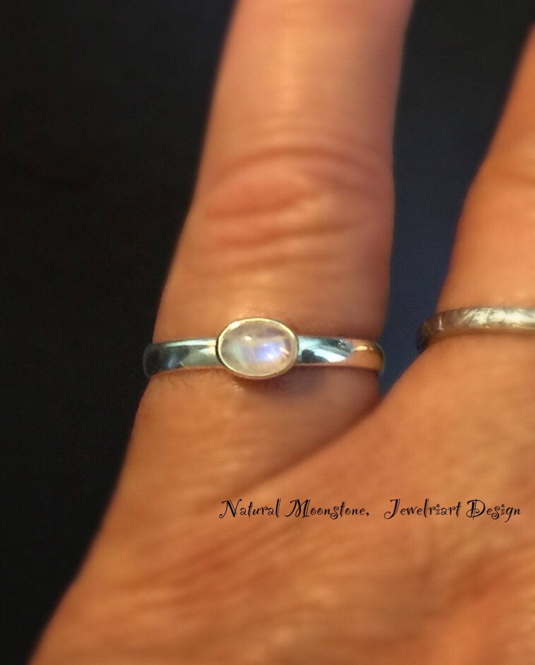Artisan Moonstone Ring/oval Moonstone Ring/modern Moonstone Ring ...