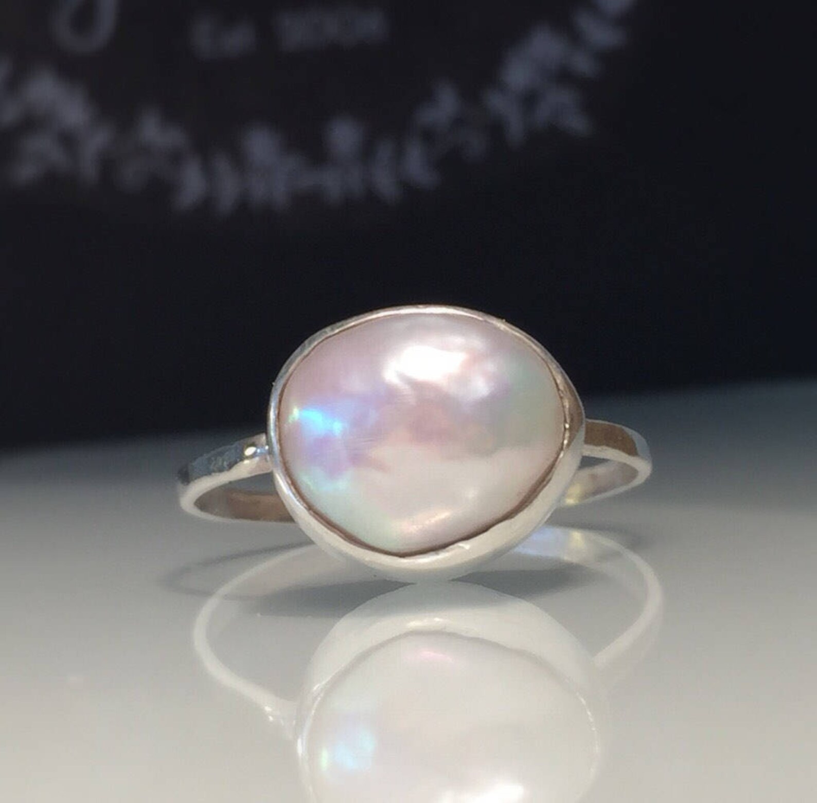 Pearl Ring/skinny Pearl Ring/modern Pearl Ring/natural White - Etsy