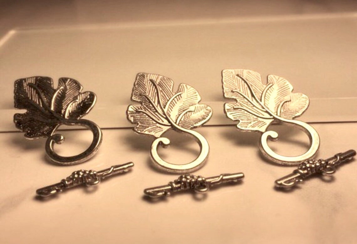 Sale Toggle Clasp/toggle Clasp/silver Grape Leaf Toogle - Etsy