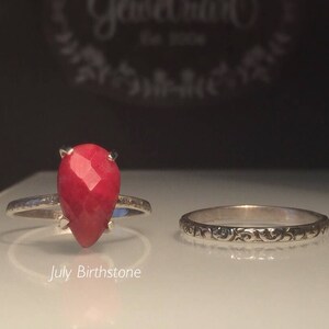 July Birthstone Ring /raw Ruby Ring/solitare Ruby Ring/artisan Ruby ...