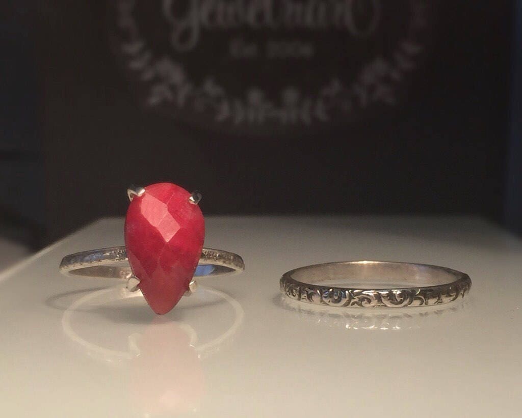 July Birthstone Ring /raw Ruby Ring/solitare Ruby Ring/artisan - Etsy