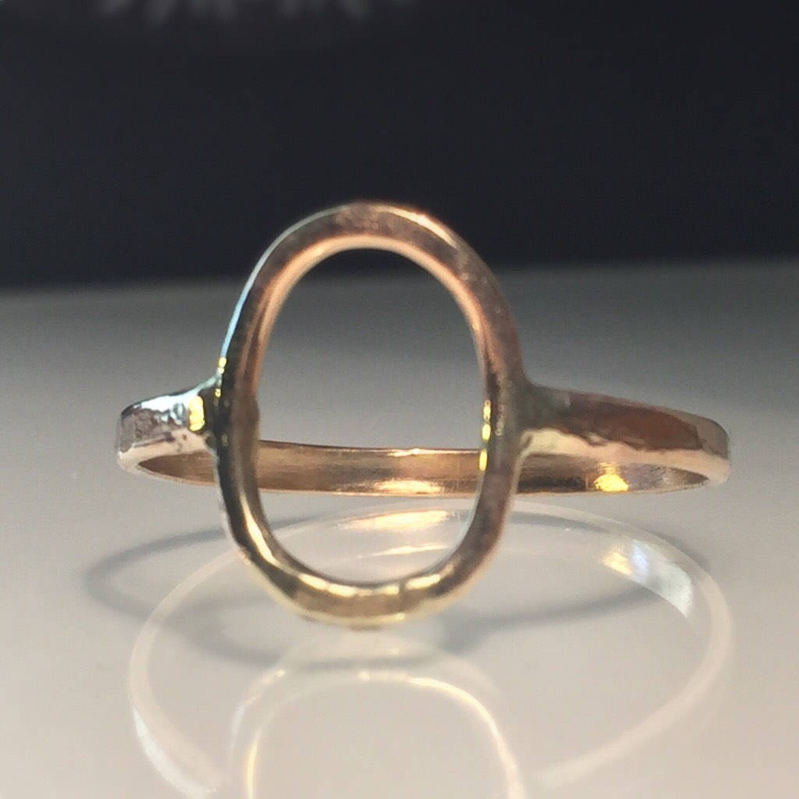 Open Circle Ring/gold Oval Ring/open Oval Ring/halo Ring/gold | Etsy