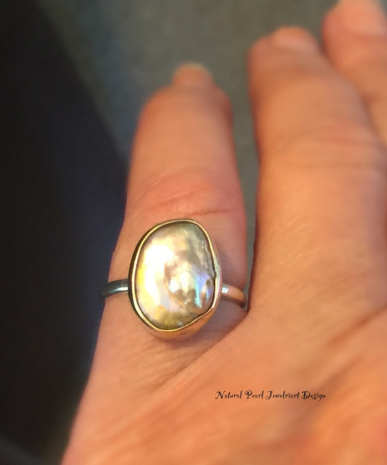 Raw Pearl Ring/natural Pearl Ring/organic Pearl - Etsy
