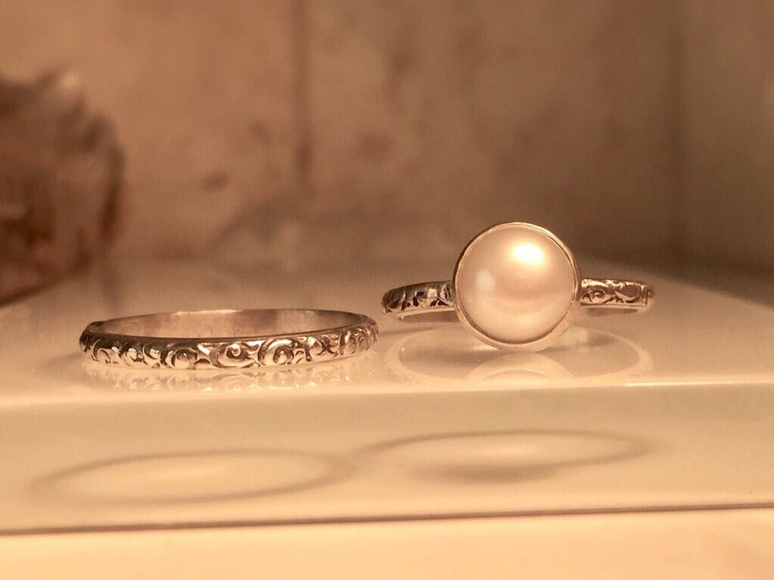 Handmade Pearl Ring/pearl Promise Ring/solitare Pearl - Etsy