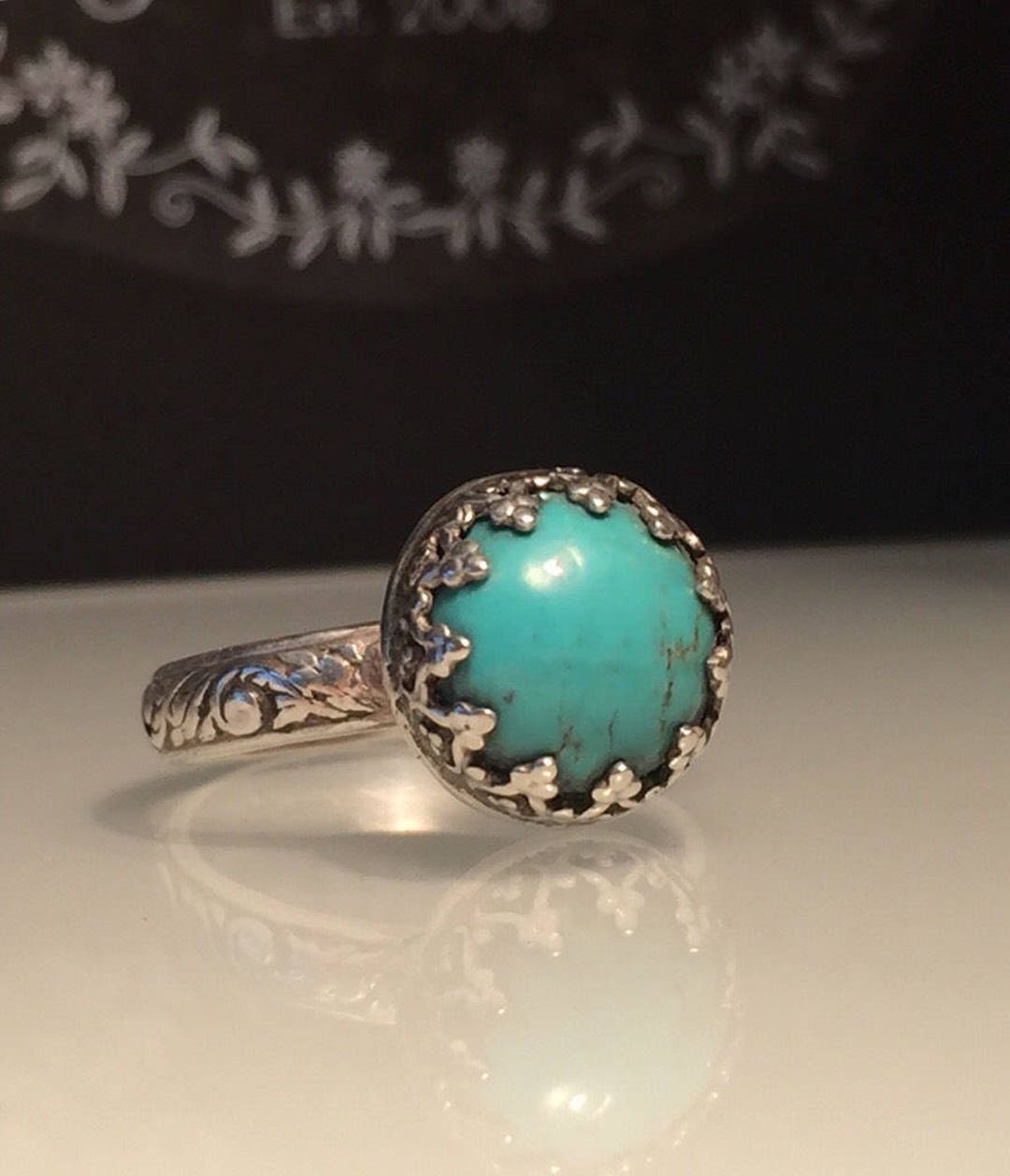 Turquoise Ring/natural Turquoise Ring/artisan Turquoise Silver Crown ...