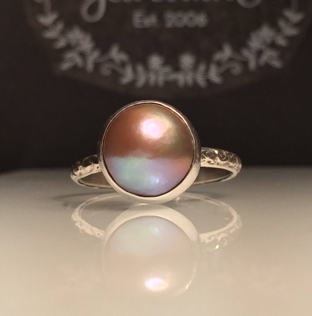 Lavender Pink Pearl Ring/Blush Pearl Ring/Pink Pearl | Etsy