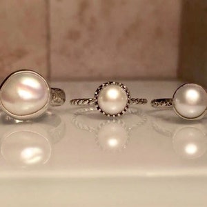 Handmade Pearl Ring/pearl Promise Ring/solitare Pearl Ring/upcycled ...