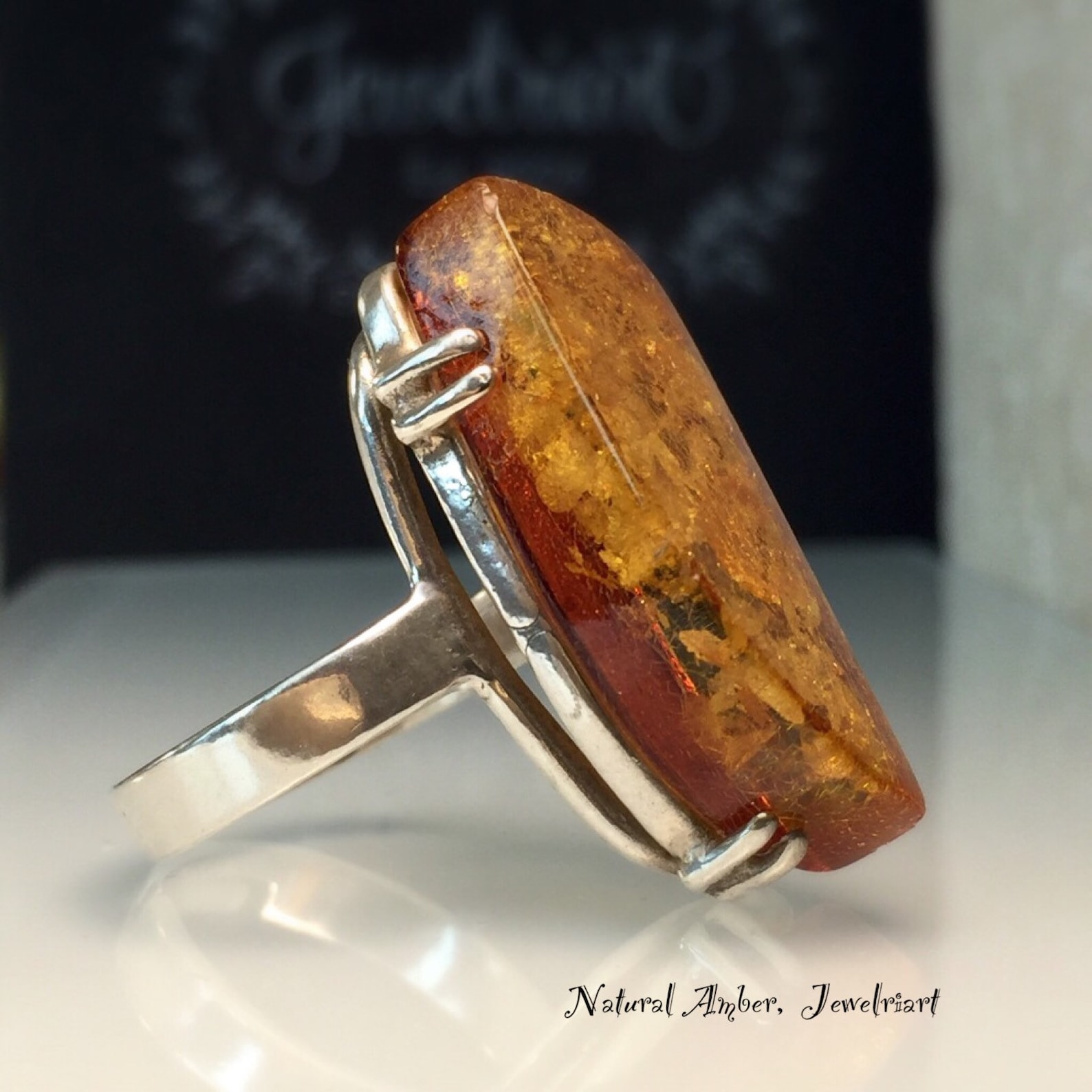 Amber Ring/natural Amber Ring/raw Amber Ring/unique Amber - Etsy