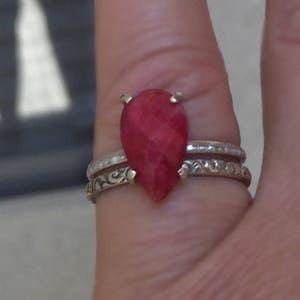 Ruby Red Ring/raw Ruby Ring/solitare Ruby Ring/handmade Ruby Curundum Stacking Ring/artisan ...