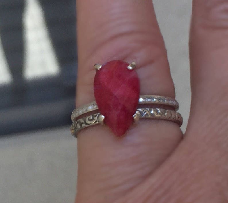 Ruby Red Ring/Raw Ruby Ring/Solitare Ruby Ring/Handmade Ruby | Etsy