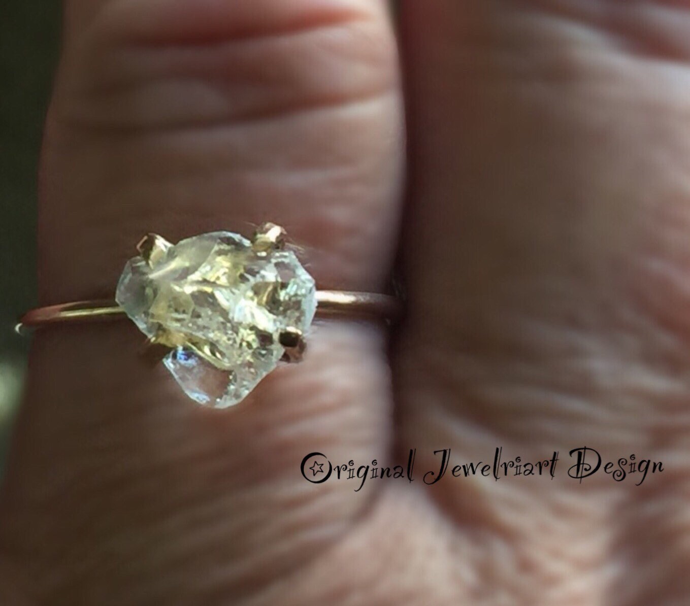 Raw Rose Gold Herkimer Diamond Ring/gorgeous Rough Uncut Herkimer ...