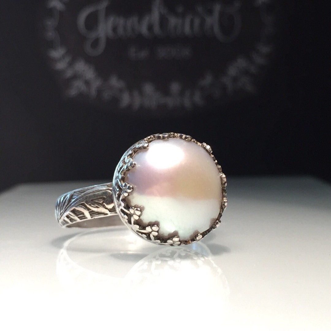Pearl Ring/handmade Pearl and Sterling Silver Crown Ring./june's ...