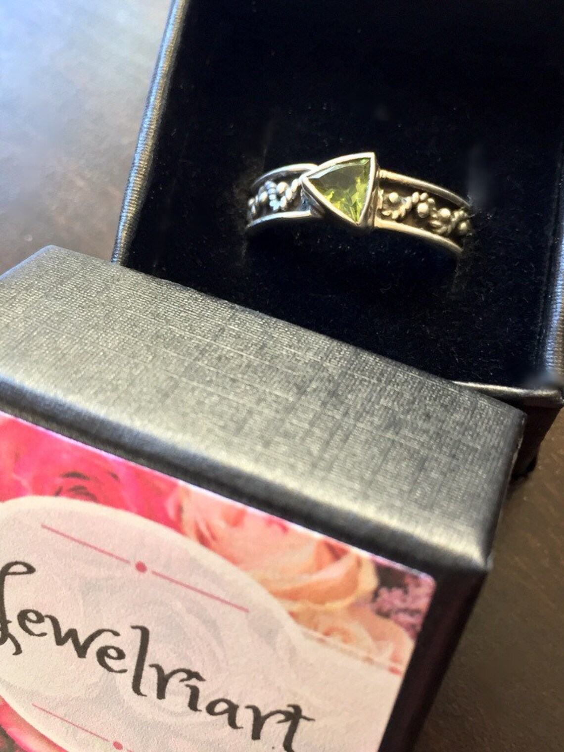 Sale/artisan Peridot Ring/trillion Peridot Ring/modern Peridot Ring ...