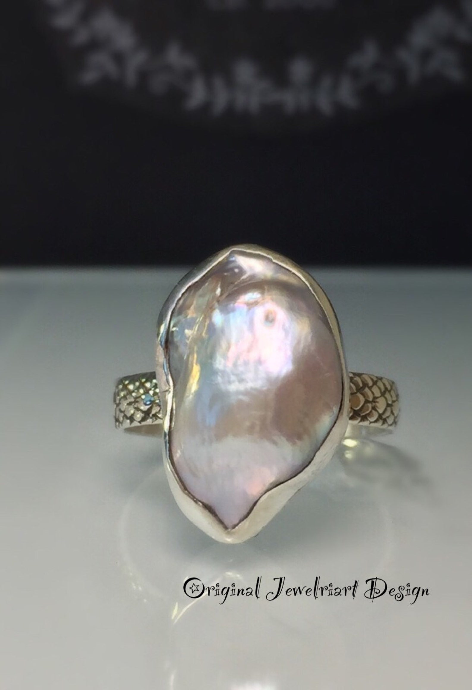 Raw Pearl Ring/grey Pearl Ring/freeform Pearl Ring/modern - Etsy