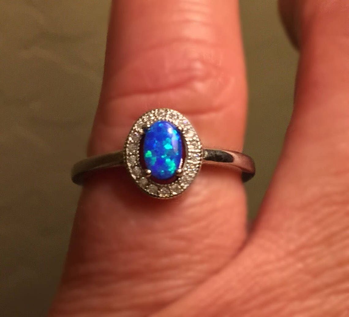 Small Opal Ring/size 7 Opal Ring/ Handmade Gemstone Ring/handmade Lab ...