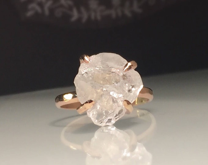 Raw Rose Gold Herkimer Diamond Ring/gorgeous Rough Uncut - Etsy