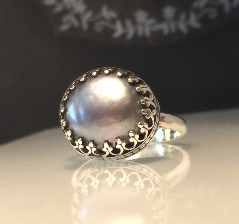 Handmade Pearl Ring/natural Pearlring/sterling Silver Crown | Etsy