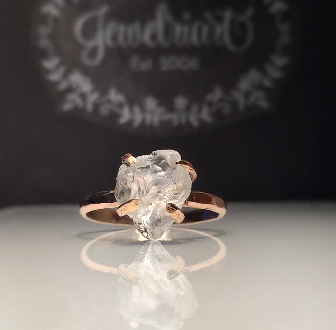 Raw Rose Gold Herkimer Diamond Ring/gorgeous Rough Uncut Herkimer ...