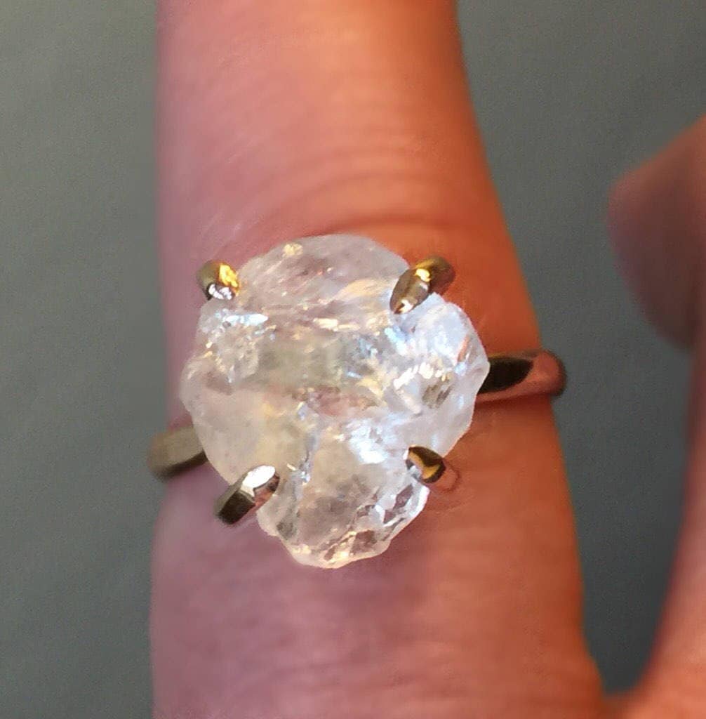 Raw Rose Gold Herkimer Diamond Ring/gorgeous Rough Uncut Herkimer ...