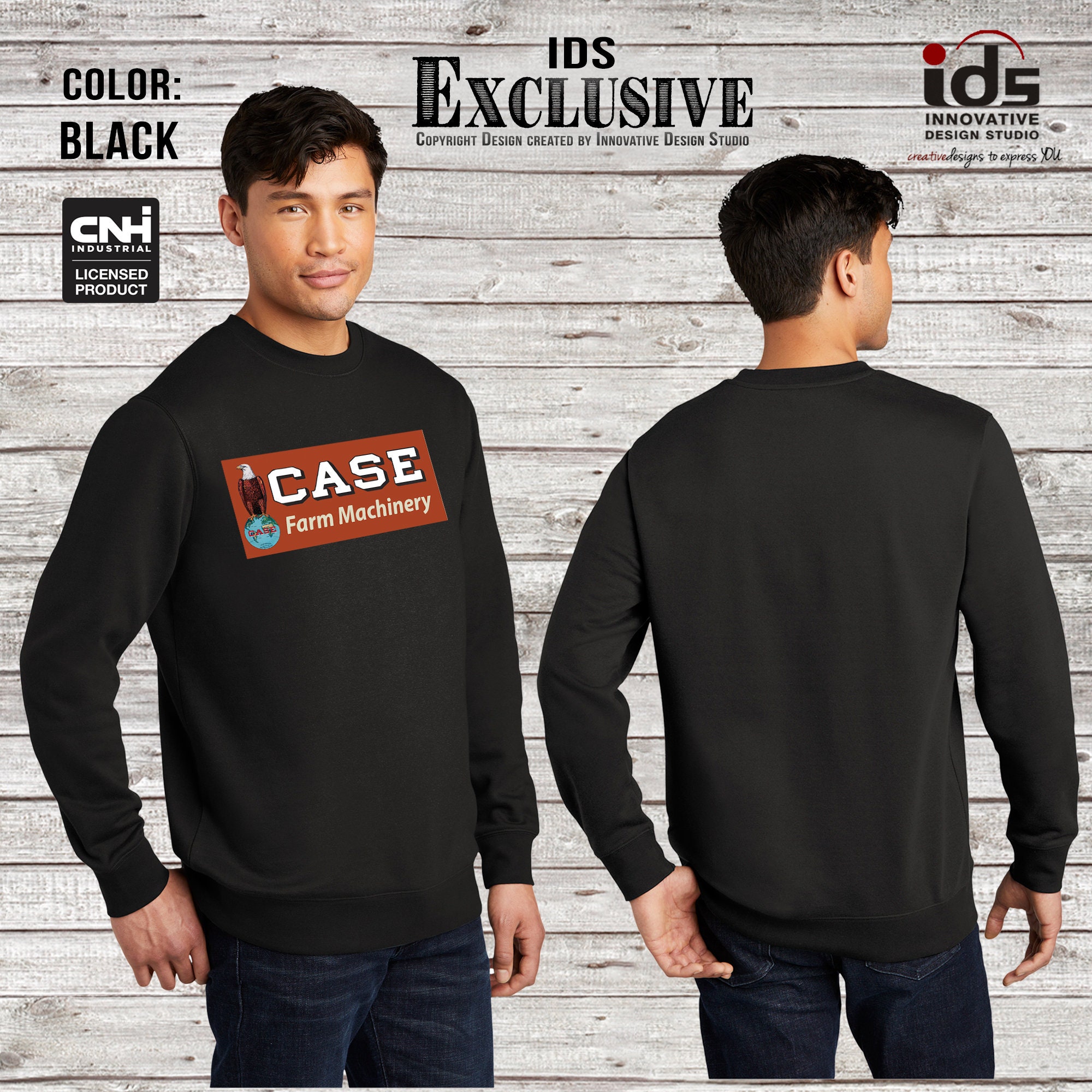 JI Case Tractor Old Sign Custom Logo Crewneck Sweatshirt Fully Licensed ...