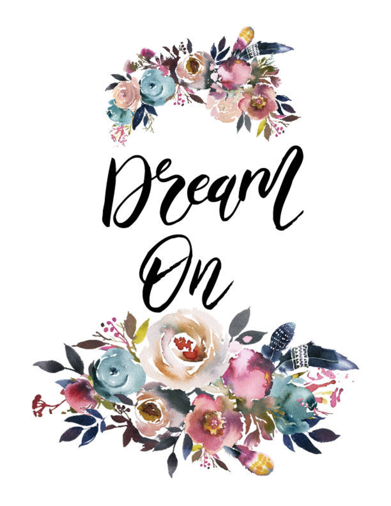 Motivational Watercolor Floral Printable Poster - 3 Pack - Etsy