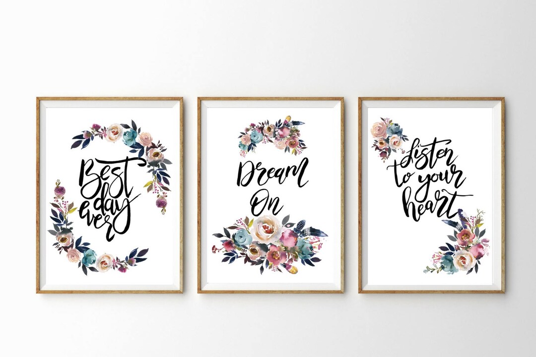 Motivational Watercolor Floral Printable Poster - 3 Pack - Etsy