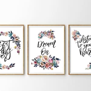 Motivational Watercolor Floral Printable Poster - 3 Pack - Etsy