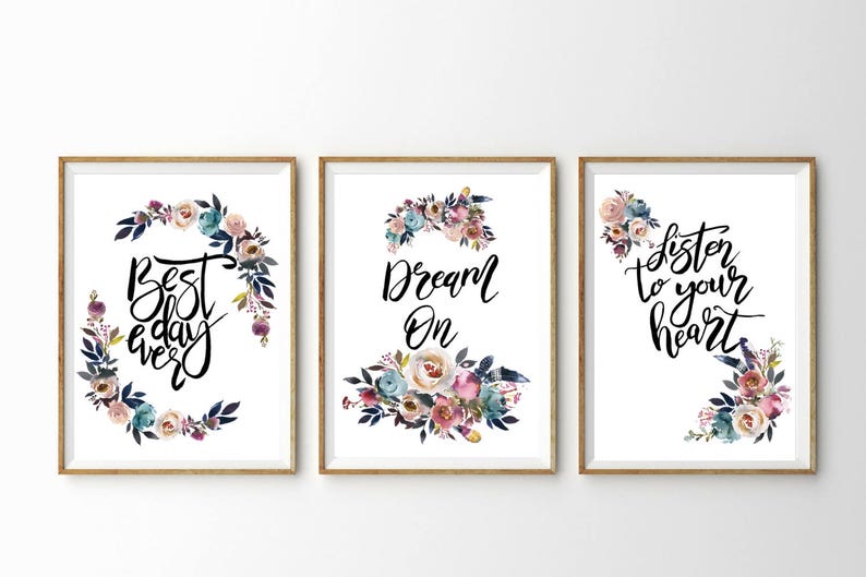 Motivational Watercolor Floral Printable Poster - 3 Pack - Etsy