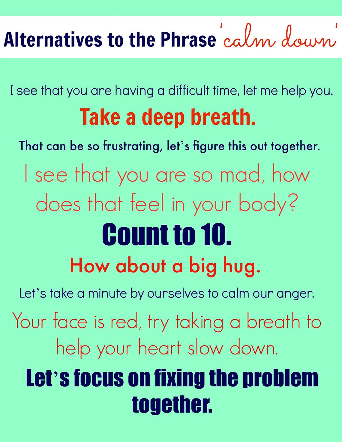 Printable Poster: Alternatives to the Phrase 'calm Down' - Etsy