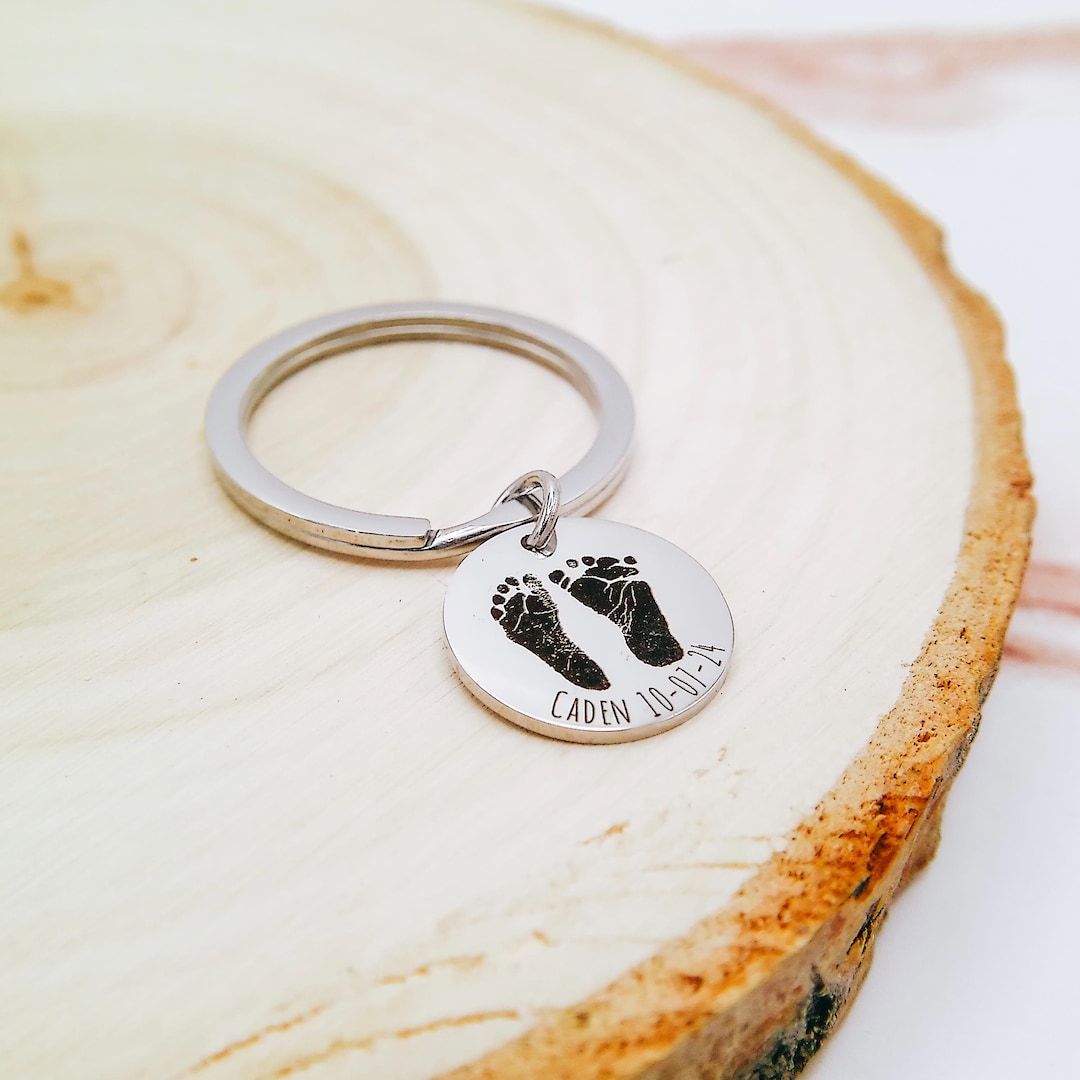 Custom Baby Footprint Keychain Custom Keychain Handmade Jewelry ...