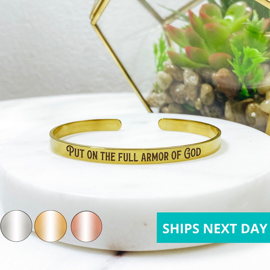 Put on the Full Armor of God Cuff Bracelet 14k Gold Plated Stainless ...