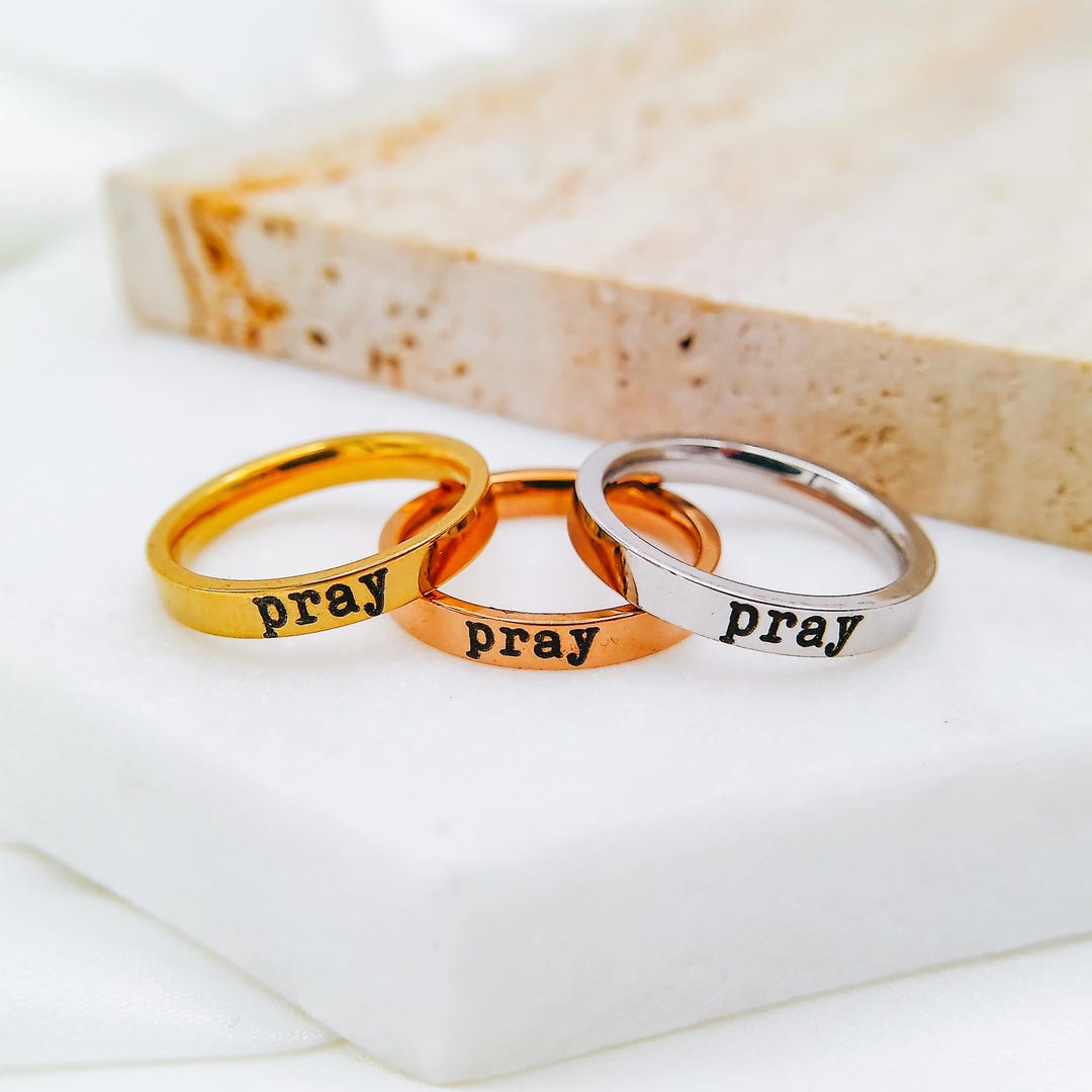 Pray Ring Dainty Engraved Ring Non Tarnish Faith Ring Waterproof Ring ...