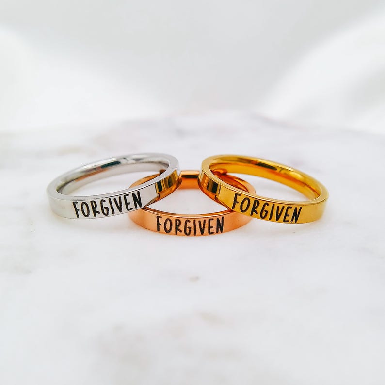 Forgiven Ring, Stainless Steel Faith Jewelry, Christian Ring - Etsy UK