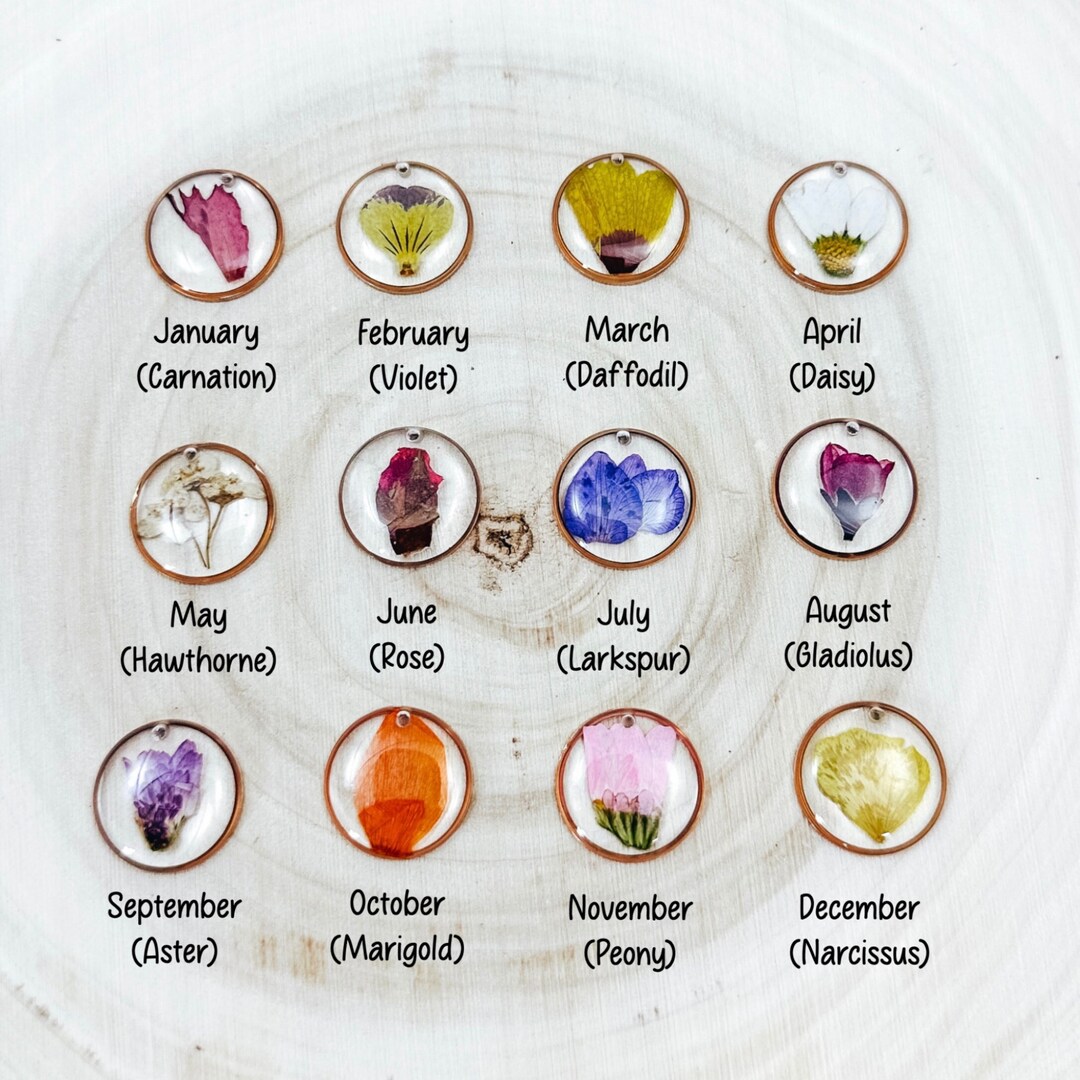 ADD ON Real Birth Flower Charm 14k Gold Plated Stainless Steel Pressed ...