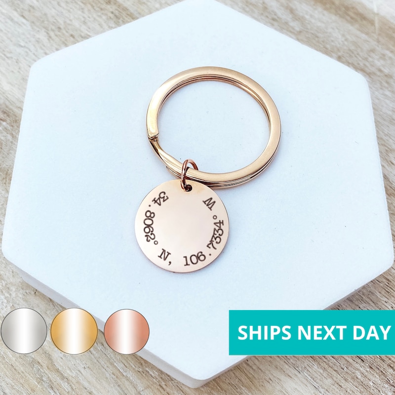 Coordinates Keychain - Etsy