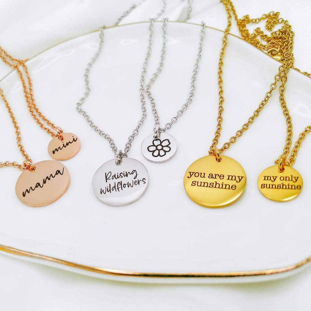 Custom Mommy & Me Necklace 14k Gold Necklace Personalized Jewelry Mama ...
