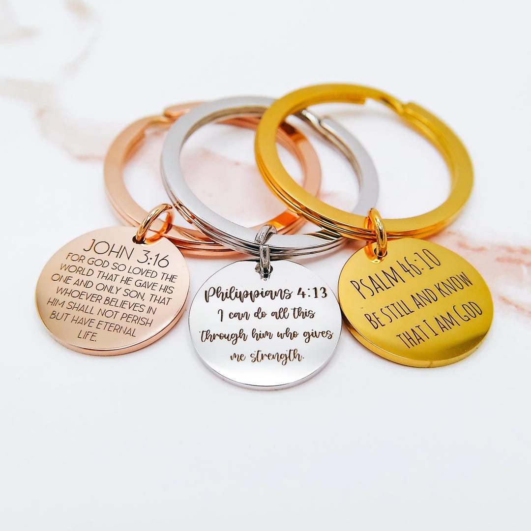 Custom Bible Verse Keychain Faith Keychain Custom Keychain Personalized ...