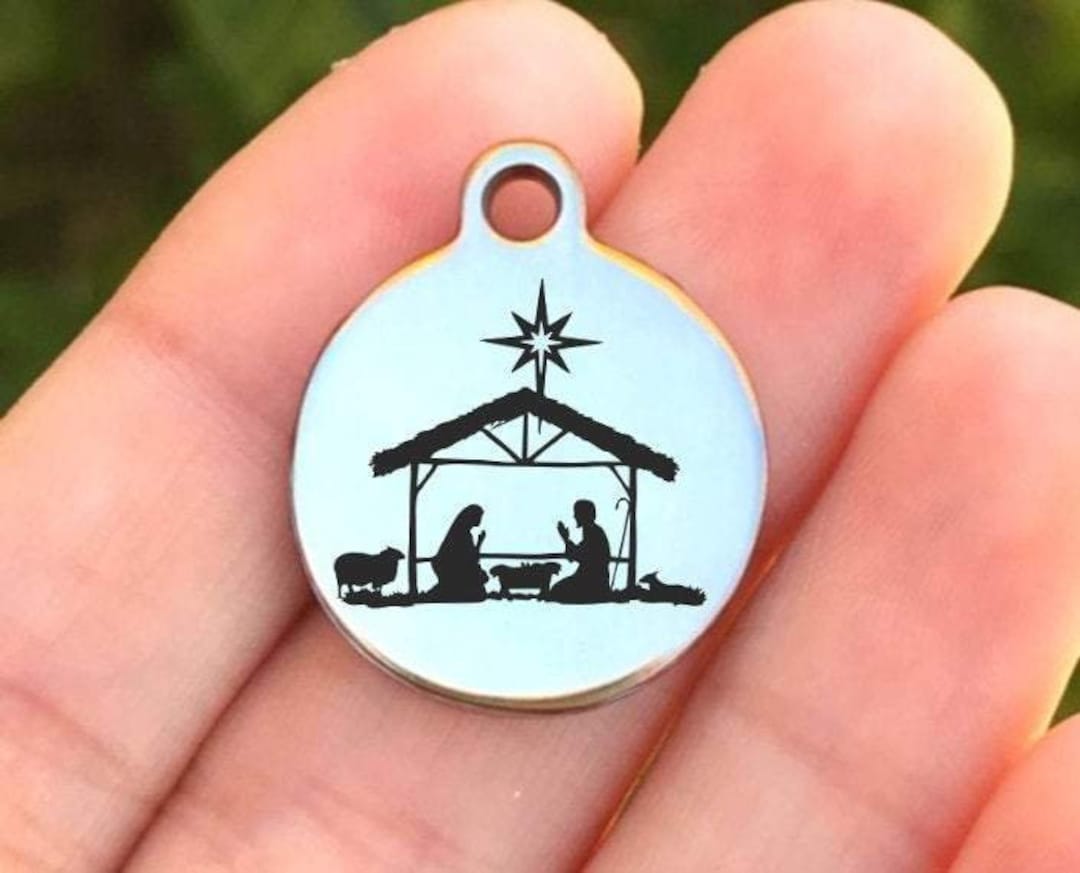 Nativity Scene Charms Custom Engraved Charms Personalized Stainless ...