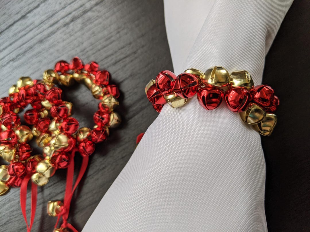 Red & Gold Jingle Bell Christmas Napkin Rings - Set of 4 - Etsy