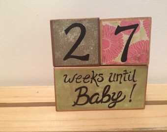 Pregnancy countdown blocks | Etsy