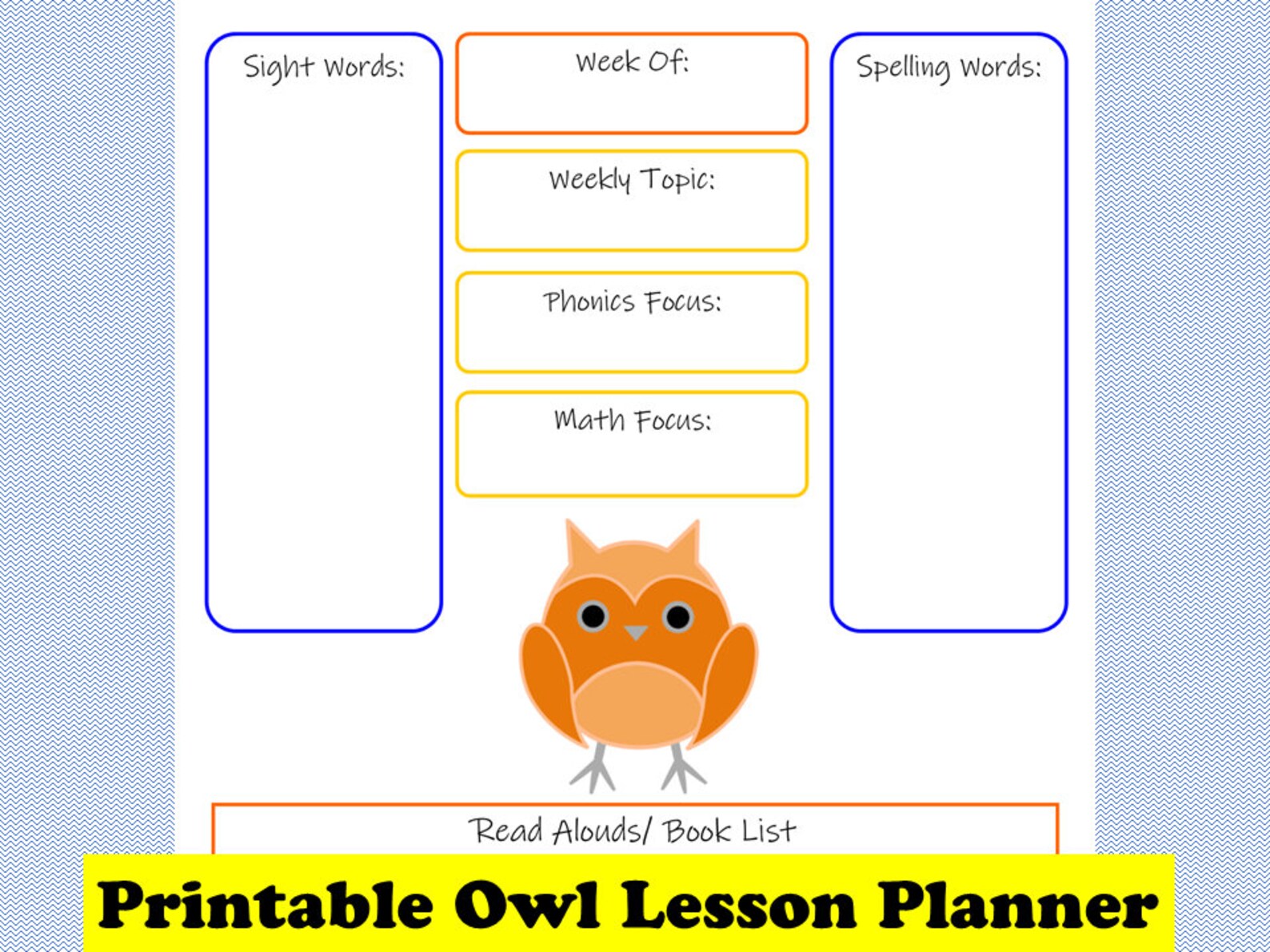Printable Homeschool Lesson Planner, Owl Lesson Planner, Elementary ...