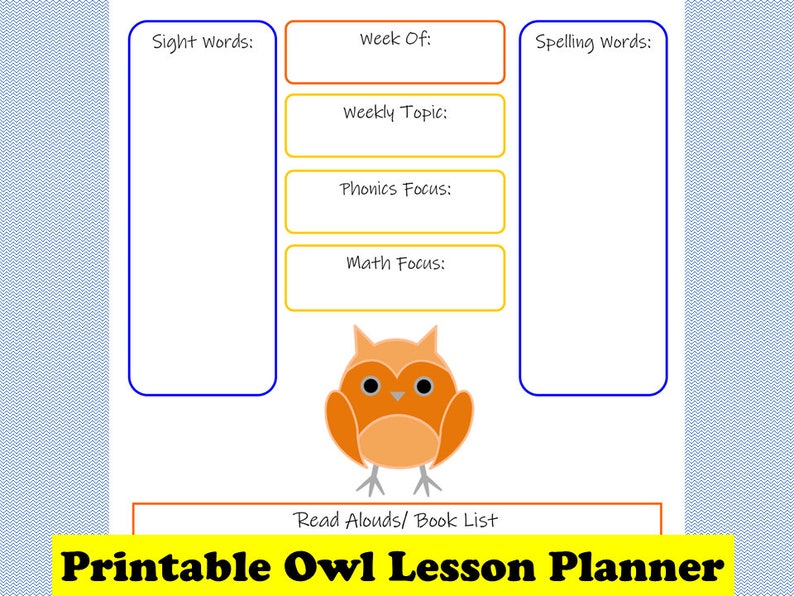 Printable Homeschool Lesson Planner, Owl Lesson Planner, Elementary ...