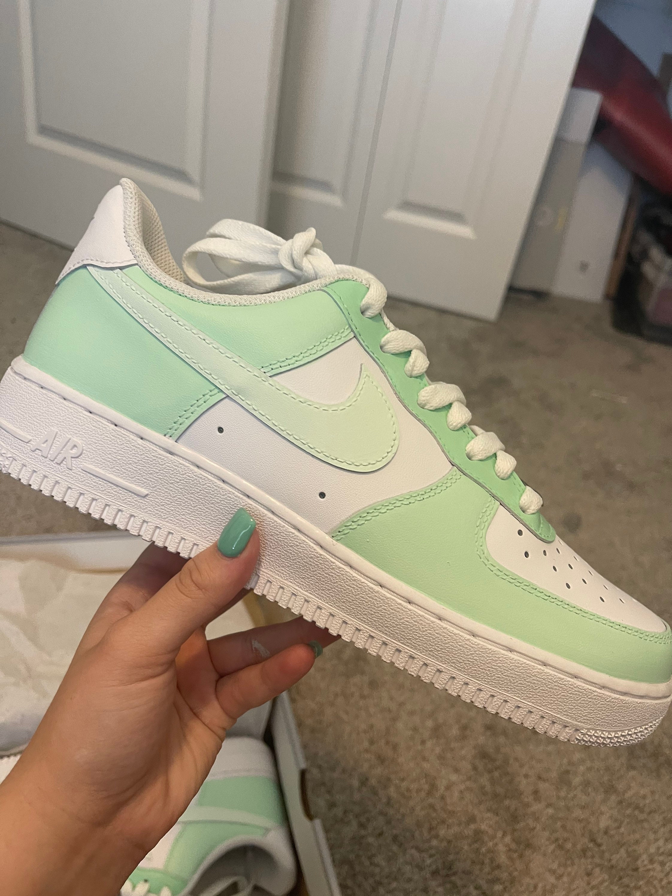 Mint Multicolored Custom Nike Air Force 1/ Mint Green | Etsy