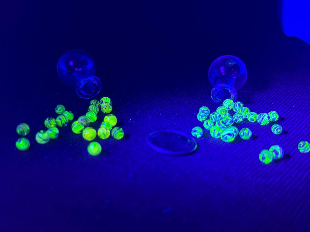 UV Yellow Fine Line Mini Micro Marbles Handmade | Will Stuckenberg - Etsy